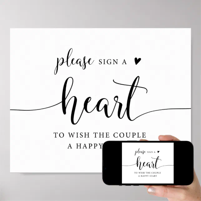 Please Sign a Heart Wedding Guestbook Sign | Zazzle