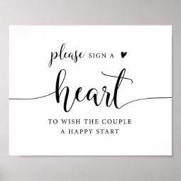 Please Sign a Heart Wedding Guestbook Sign | Zazzle