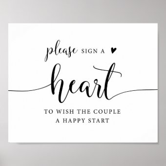 Please Sign a Heart Wedding Guestbook Sign | Zazzle