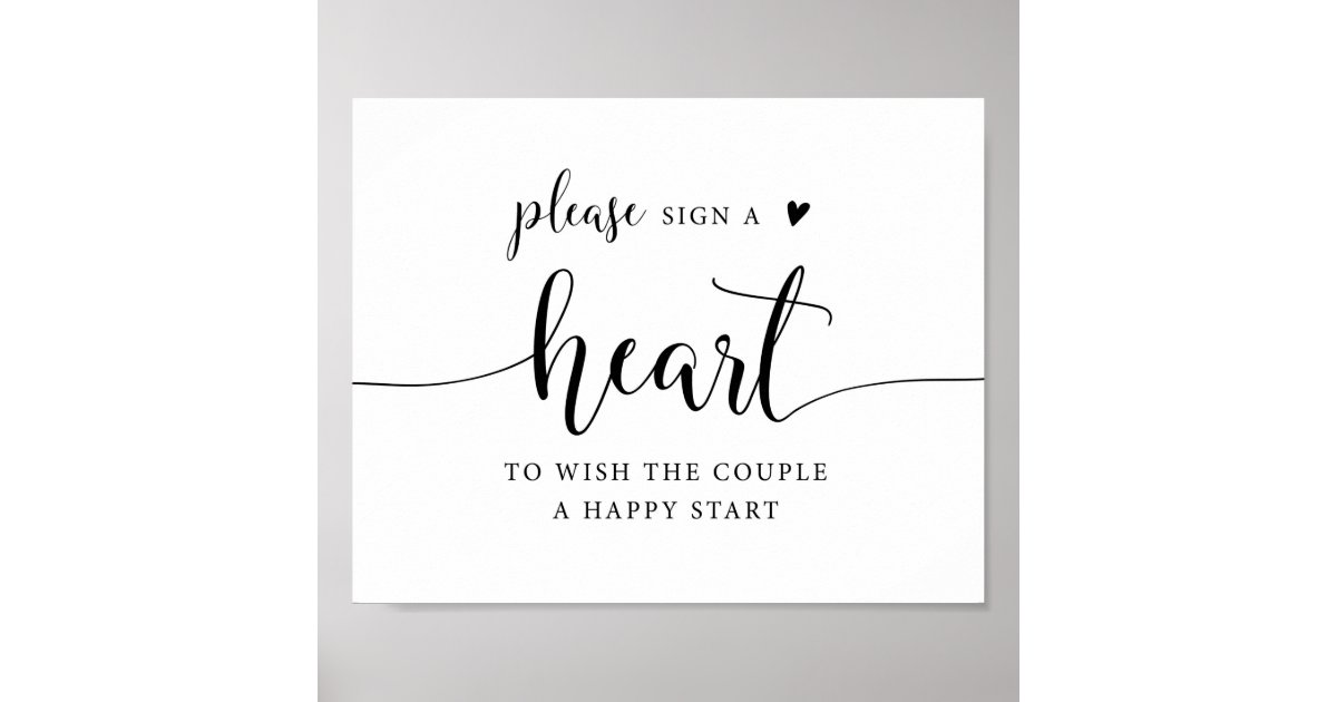 Please Sign a Heart Wedding Guestbook Sign | Zazzle