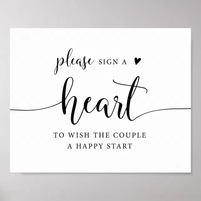Please Sign a Heart Wedding Guestbook Sign | Zazzle
