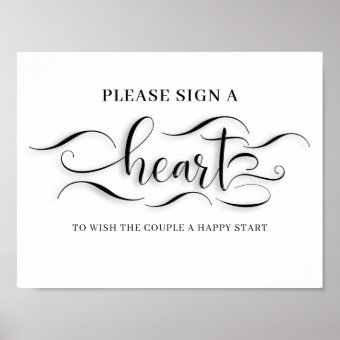 Please Sign A Heart Wedding Sign | Zazzle