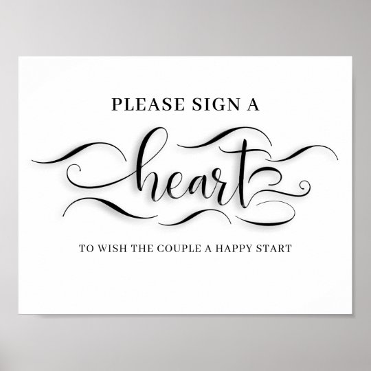 Please Sign A Heart Wedding Sign | Zazzle.com