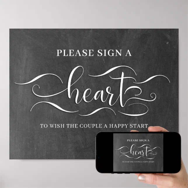Please Sign A Heart Wedding Sign | Zazzle