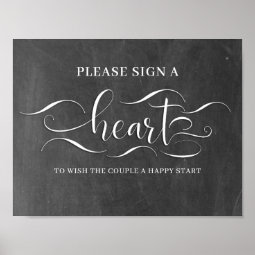 Please Sign A Heart Wedding Sign | Zazzle