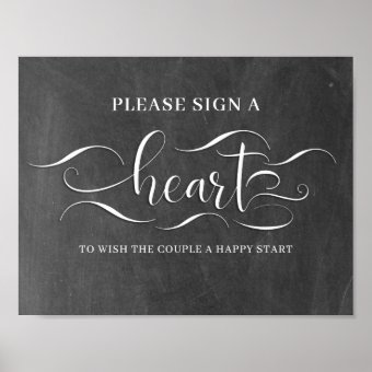 Please Sign A Heart Wedding Sign | Zazzle