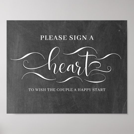 Please Sign A Heart Wedding Sign | Zazzle.com