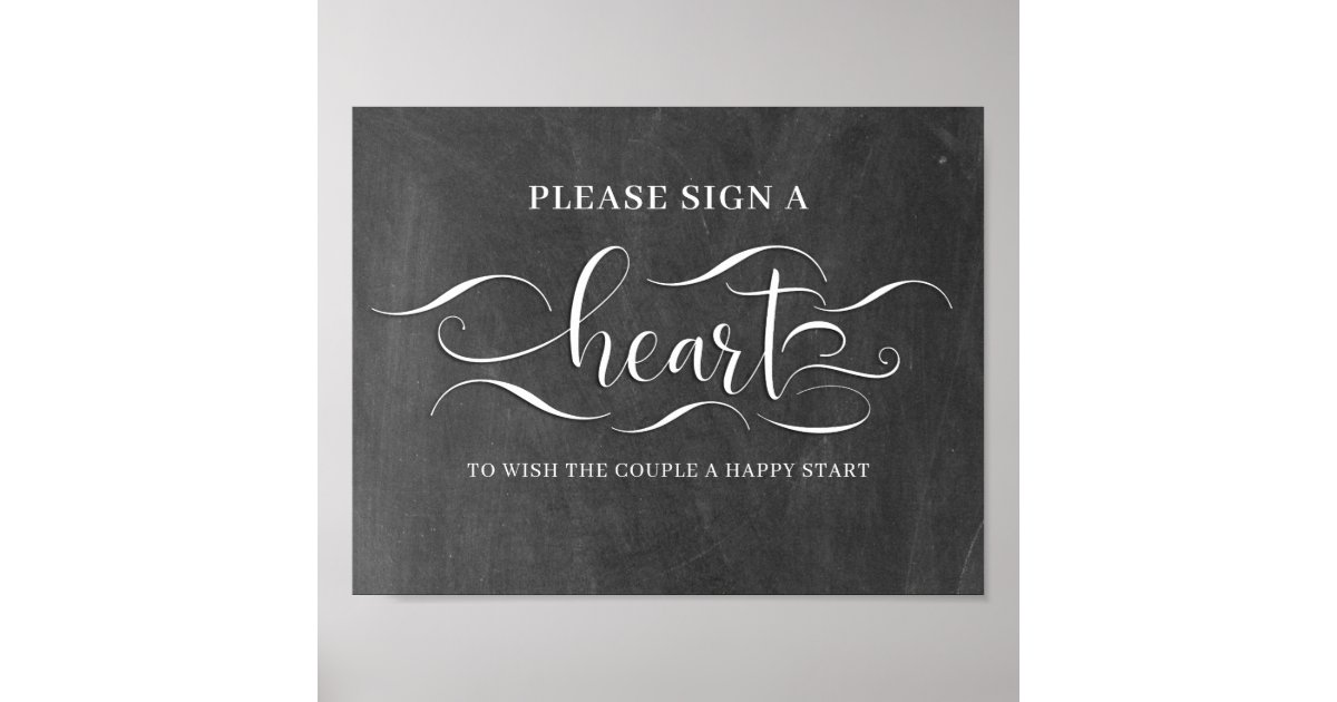 Please Sign A Heart Wedding Sign | Zazzle