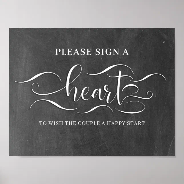 Please Sign A Heart Wedding Sign | Zazzle