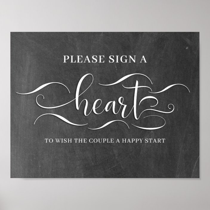 Please Sign A Heart Wedding Sign | Zazzle.com