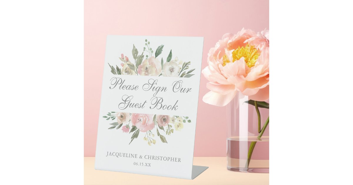 Please Sign Guest Book Elegant Floral Wedding Sign | Zazzle