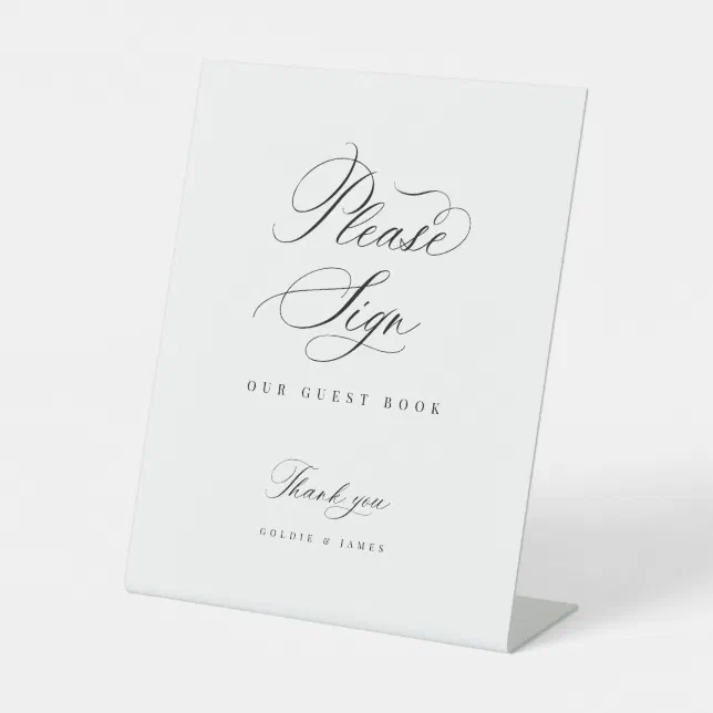 Please Sign Guest Book Wedding Acrylic Pedestal | Zazzle