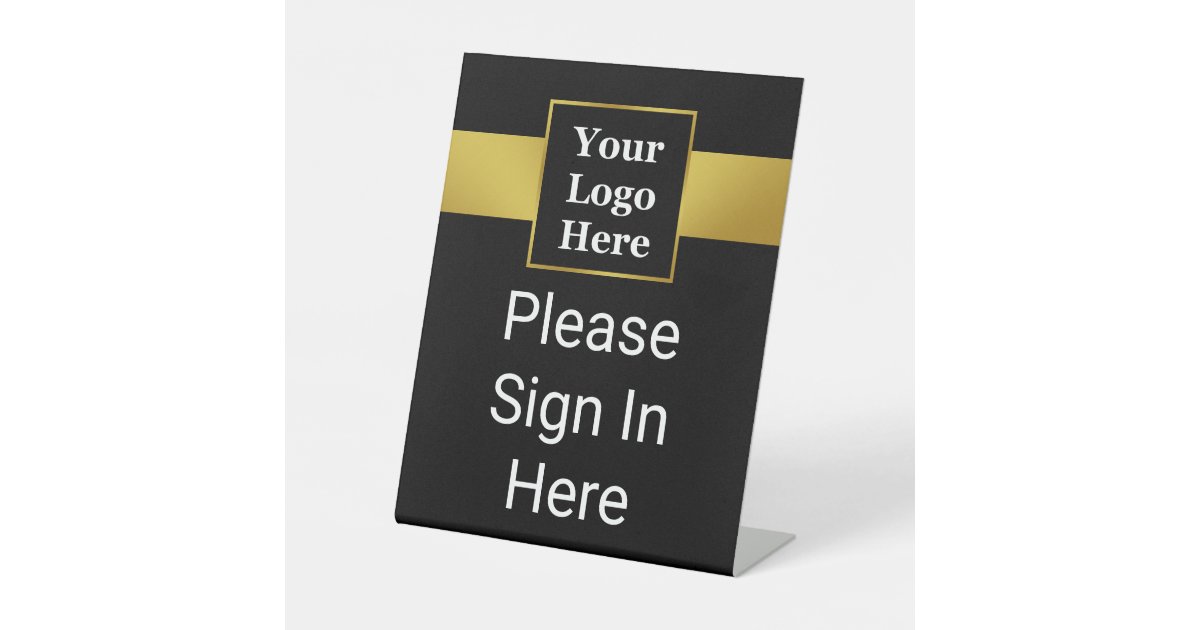 Please Sign In Here Black and Gold Business Logo | Zazzle