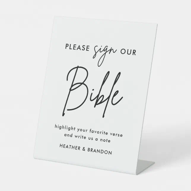 Please Sign Our Bible Wedding Guestbook Sign | Zazzle