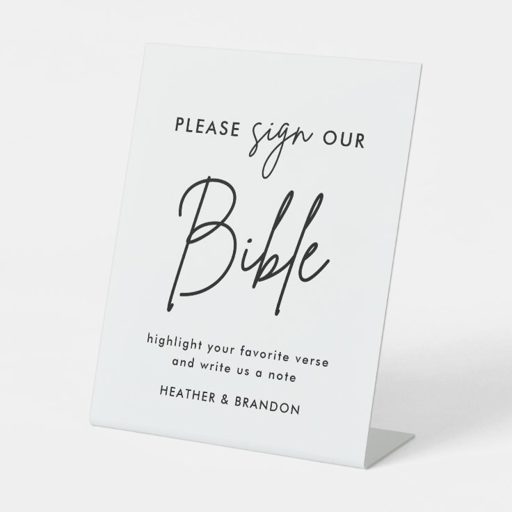 Please Sign Our Bible Wedding Guestbook Sign | Zazzle