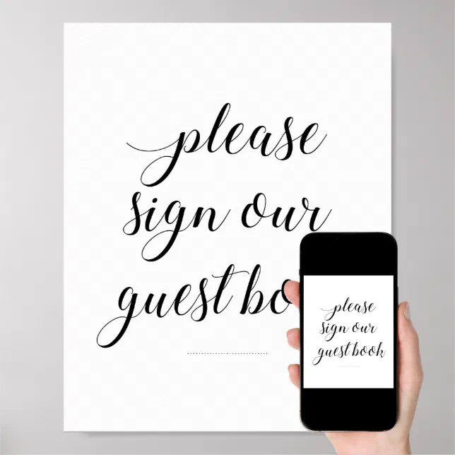 Please Sign Our Guest Book Sign Elegant Wedding | Zazzle