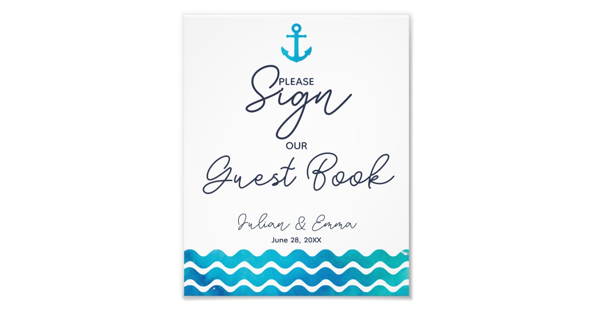 Please sign our guest book sign navy | Zazzle