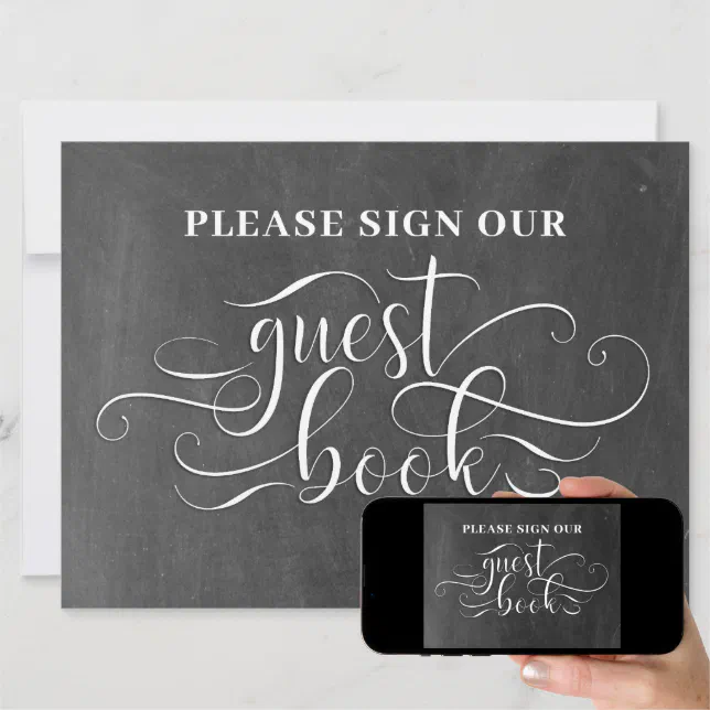 Please Sign Our Guest Book Wedding Table Card | Zazzle