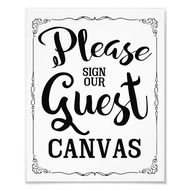 please sign our guest canvas wedding sign | Zazzle