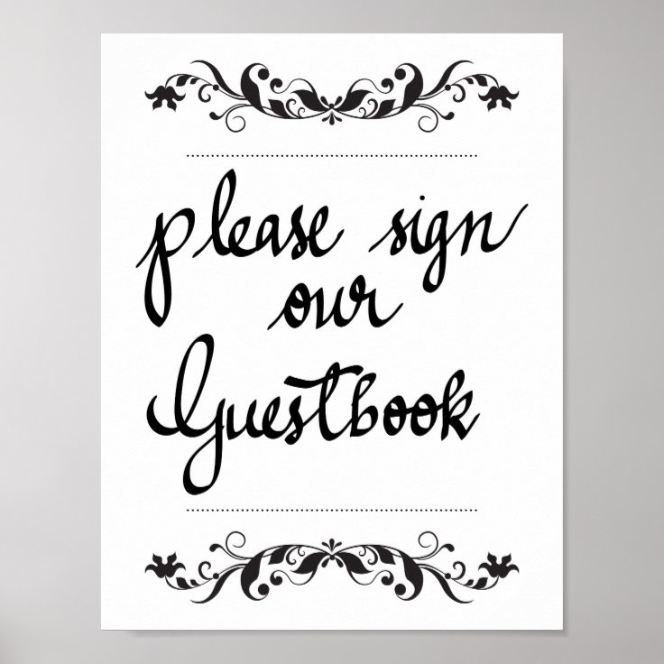 Please Sign Our Guestbook Calligraphy Wedding | Zazzle