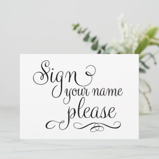 Please Sign Wedding Sign, Invitation | Zazzle