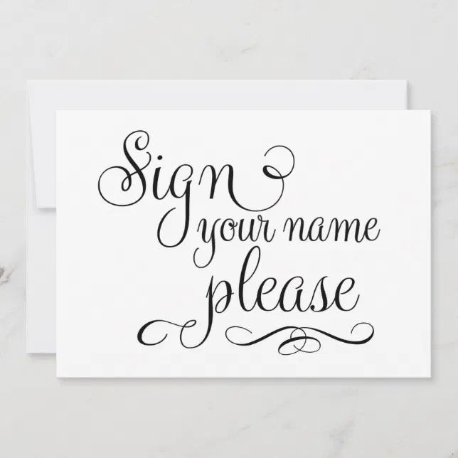 Please Sign Wedding Sign, Invitation | Zazzle