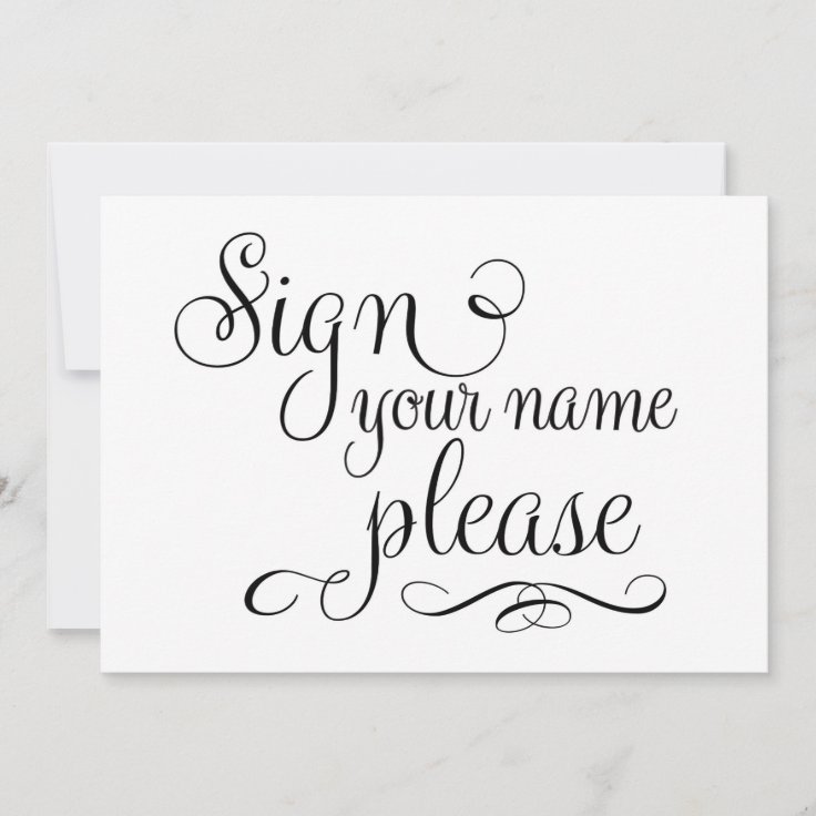 Please Sign Wedding Sign, Invitation | Zazzle