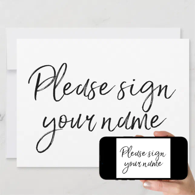 "Please sign your name" Stylish Hand Lettered Sign Invitation | Zazzle