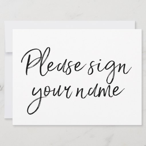 "Please sign your name" Stylish Hand Lettered Sign Invitation | Zazzle