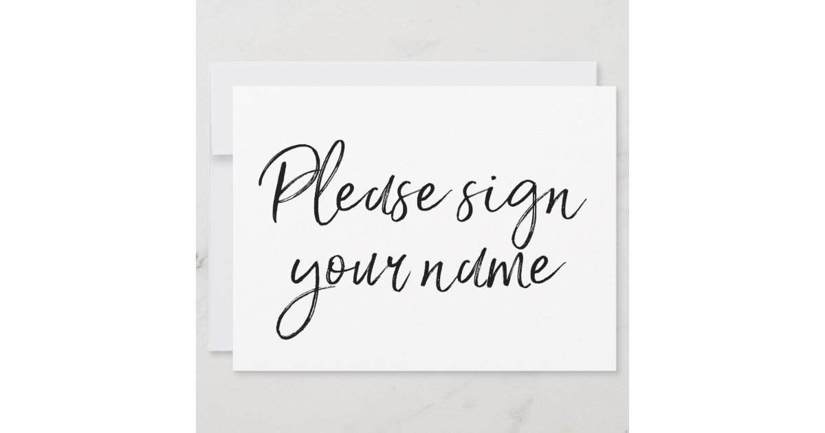 "Please sign your name" Stylish Hand Lettered Sign Invitation | Zazzle