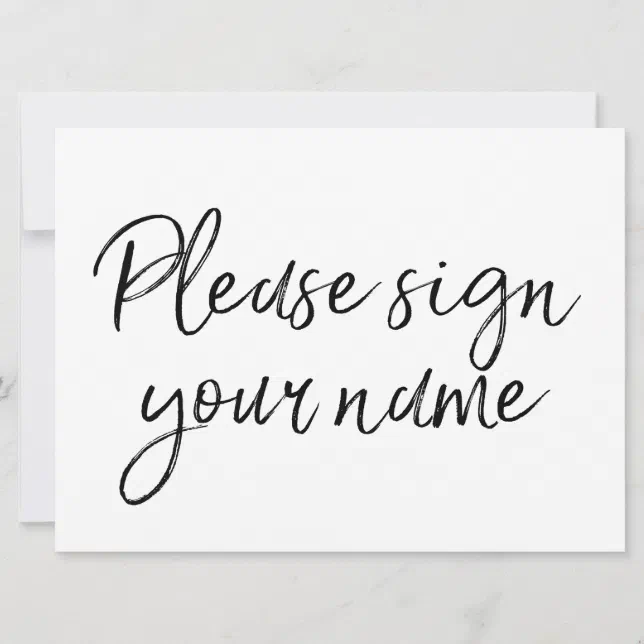"Please sign your name" Stylish Hand Lettered Sign Invitation | Zazzle