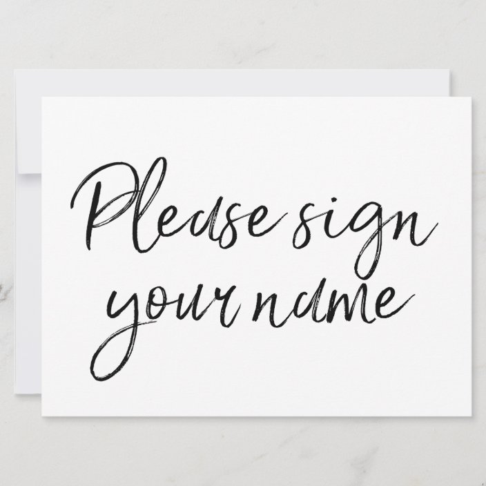 "Please sign your name" Stylish Hand Lettered Sign Invitation | Zazzle.com