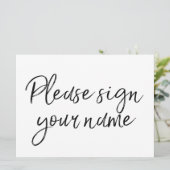 "Please sign your name" Stylish Hand Lettered Sign Invitation | Zazzle