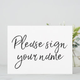 "Please sign your name" Stylish Hand Lettered Sign Invitation | Zazzle