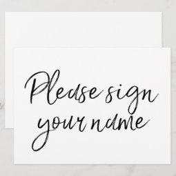 "Please sign your name" Stylish Hand Lettered Sign Invitation | Zazzle