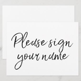 "Please sign your name" Stylish Hand Lettered Sign Invitation | Zazzle