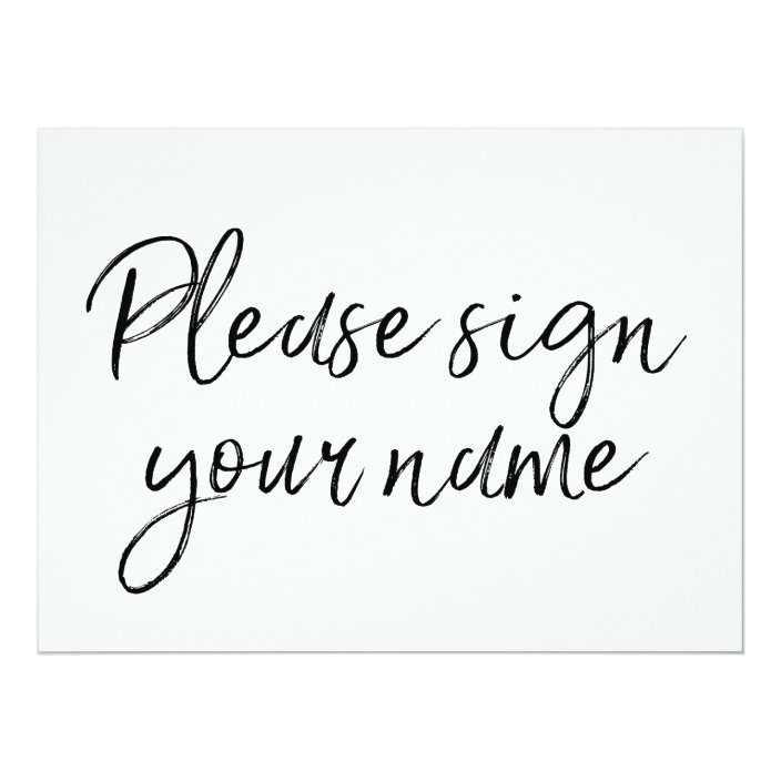 "Please sign your name" Stylish Hand Lettered Sign Invitation | Zazzle.com