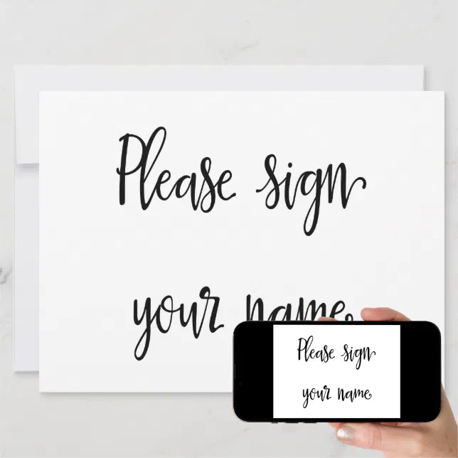 Please Sign Your Name Wedding Guestbook Sign Invitation | Zazzle