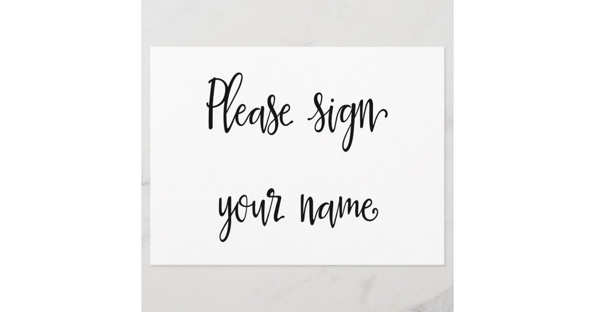 Please Sign Your Name Wedding Guestbook Sign Invitation | Zazzle.com