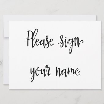 Please Sign Your Name Wedding Guestbook Sign Invitation | Zazzle
