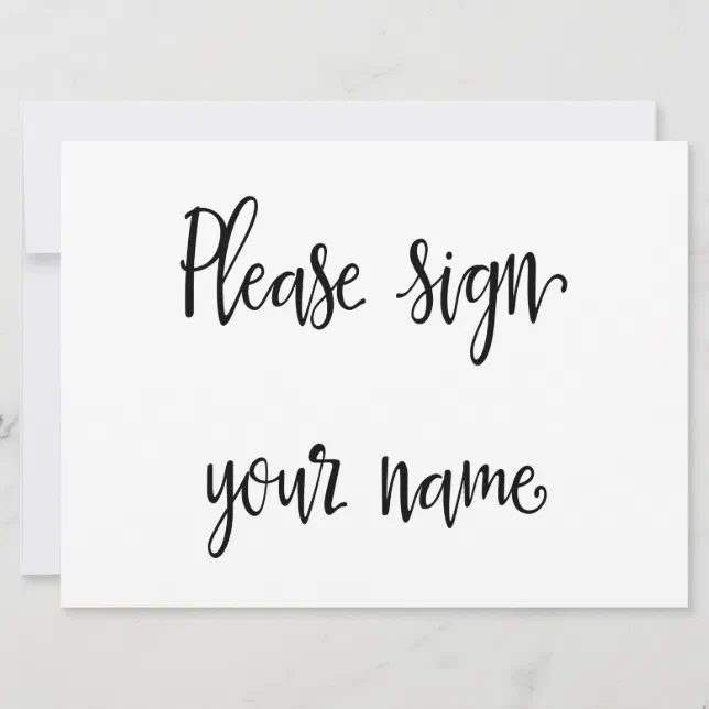 Please Sign Your Name Wedding Guestbook Sign Invitation | Zazzle