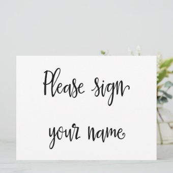 Please Sign Your Name Wedding Guestbook Sign Invitation | Zazzle