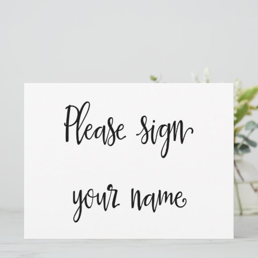 Please Sign Your Name Wedding Guestbook Sign Invitation | Zazzle
