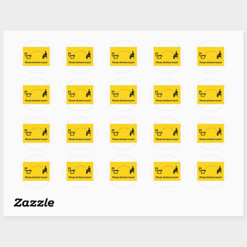 Please sit down to pee classic round sticker | Zazzle