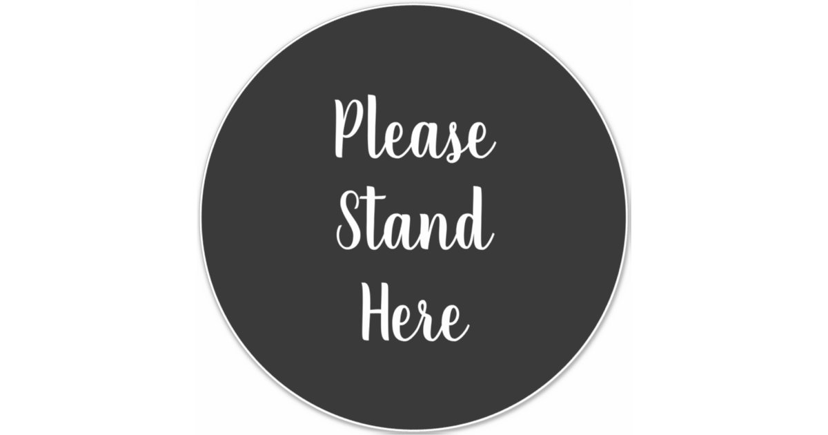 Please stand here covid black large floor circle sticker | Zazzle
