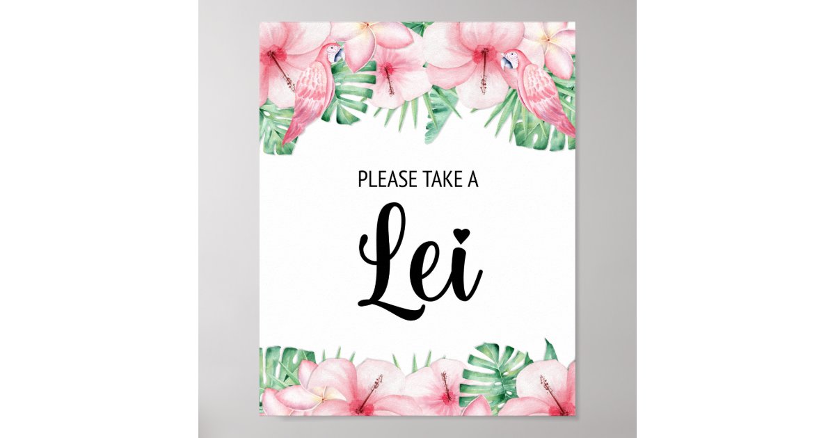 Please Take a Lei Sign Tropical Hawaiian Luau | Zazzle