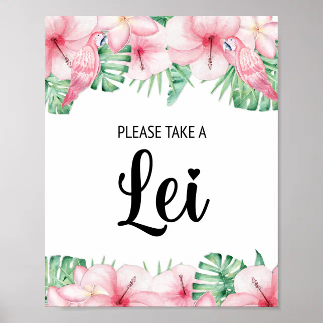 Please Take a Lei Sign Tropical Hawaiian Luau | Zazzle