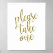 Please Take One Glitter 8x10 Wedding Sign | Zazzle