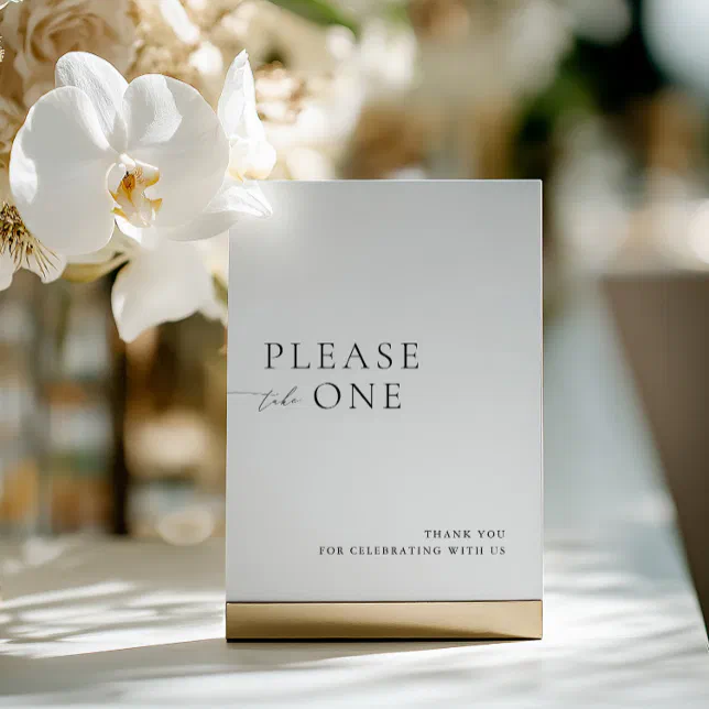Please Take One Minimalist Wedding Favor Sign Invitation | Zazzle