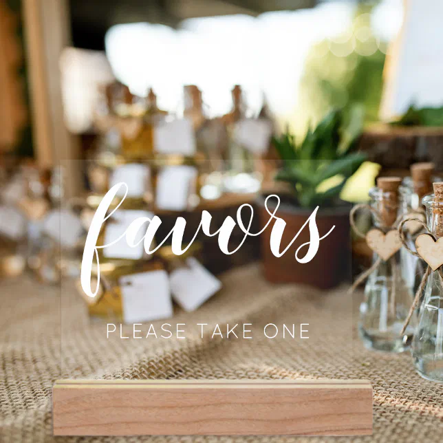 Please Take One Wedding Favors Acrylic Sign | Zazzle